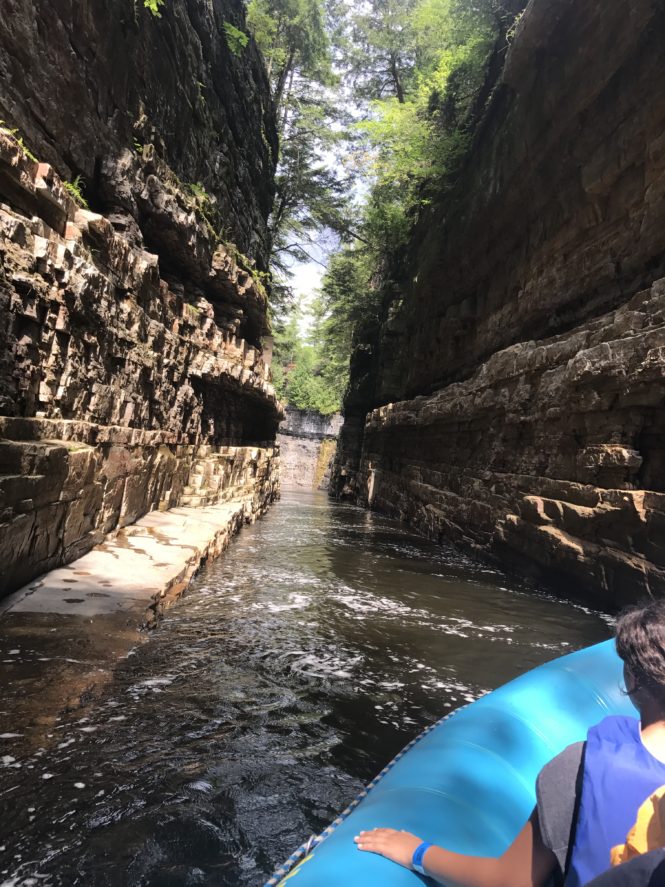 Going thru the chasm on raft at Ausable Chasm | Livin' Life With Lori