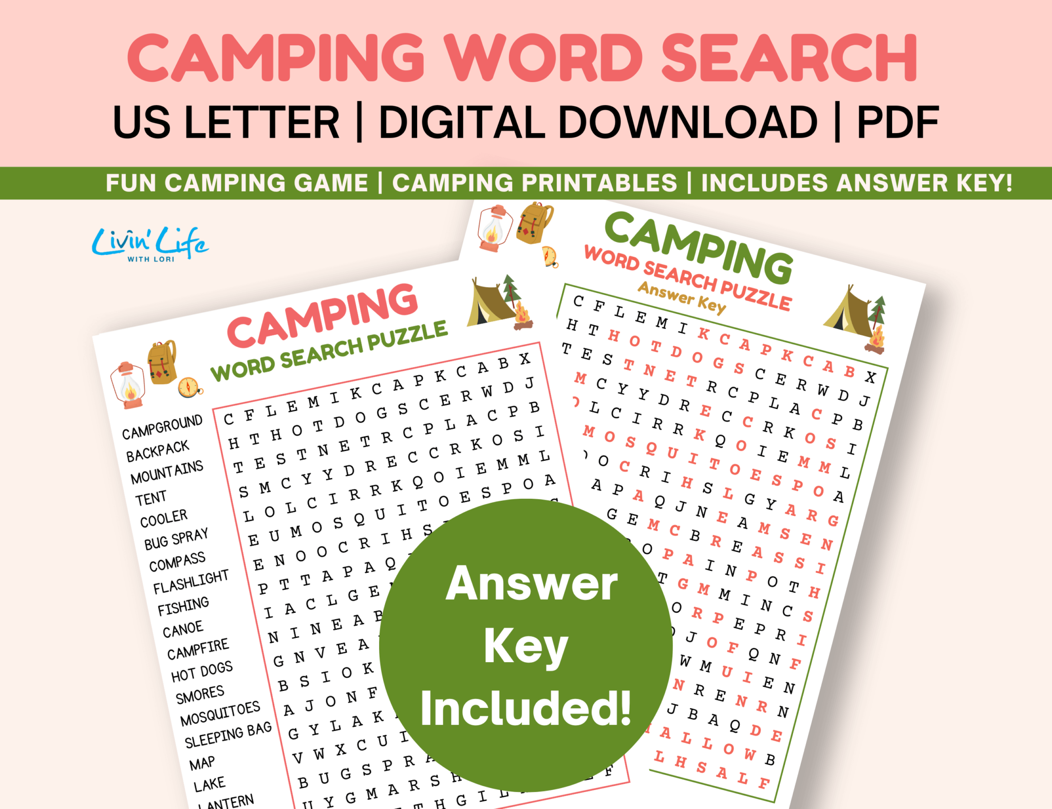 Printable Camping Word Search | Livin' Life With Lori