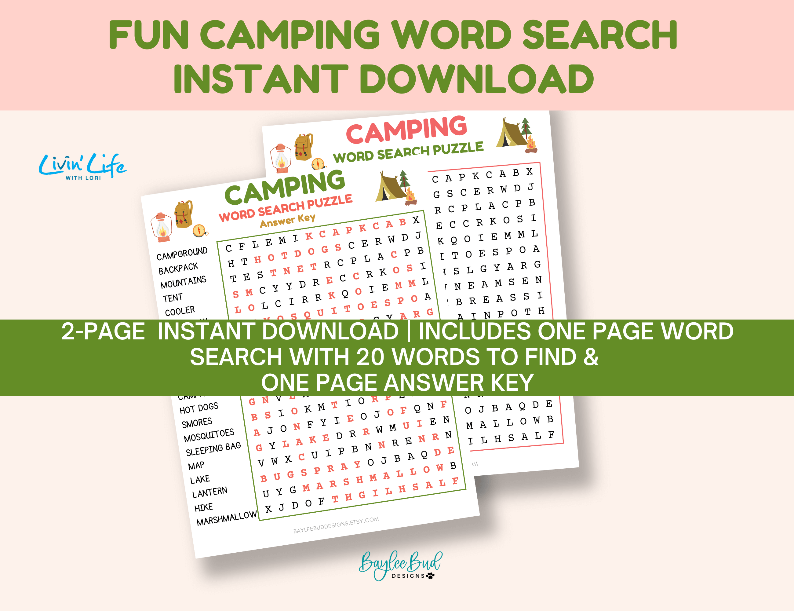 Printable Camping Word Search | Livin' Life With Lori