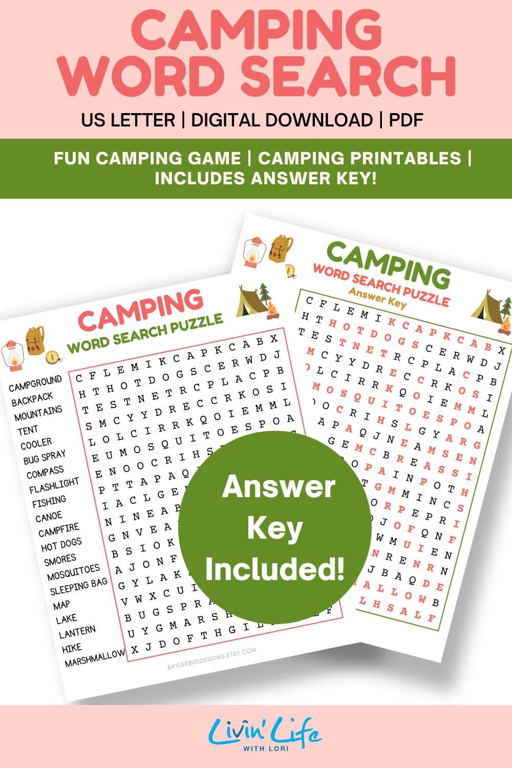 Printable Camping Word Search | Livin' Life With Lori