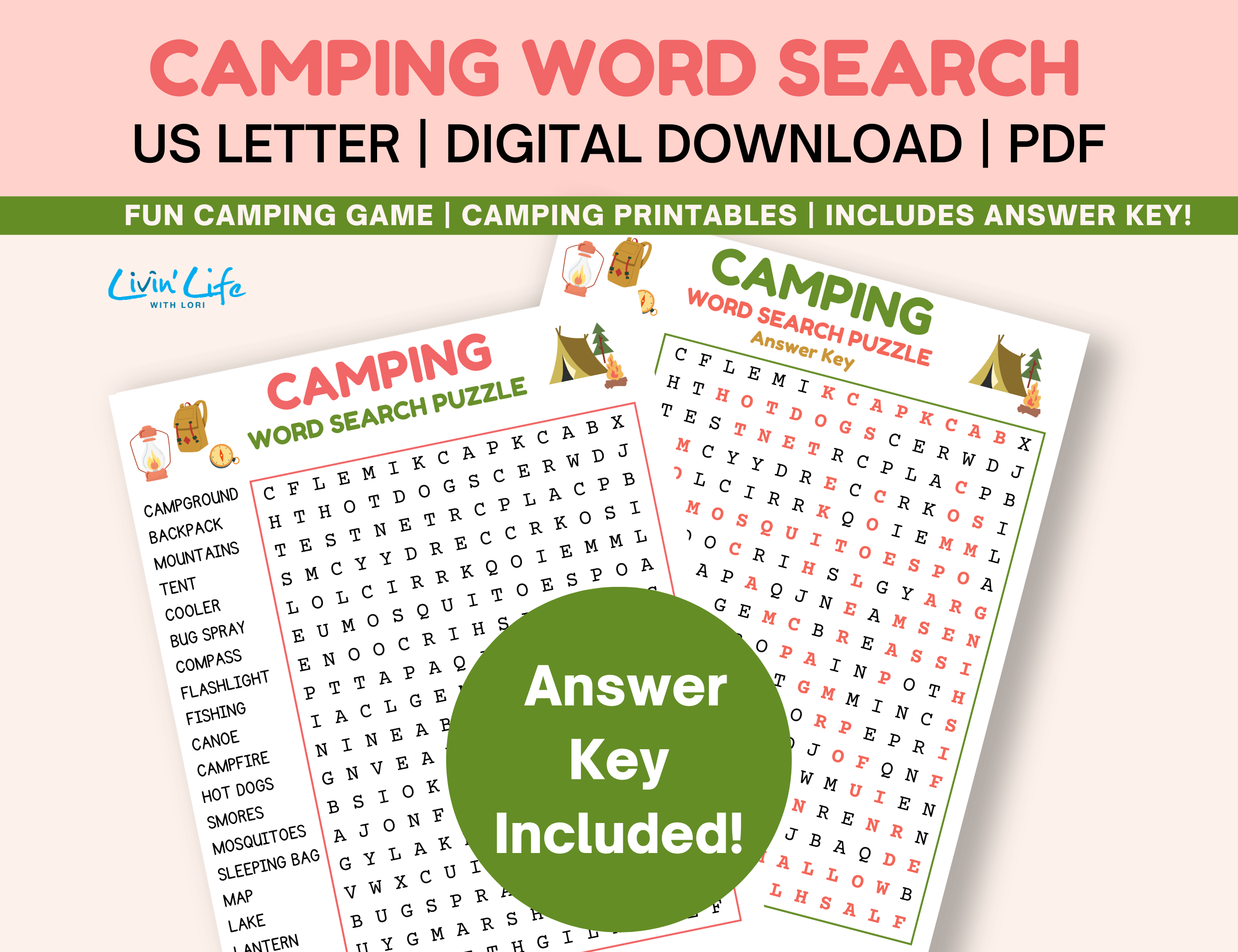 Printable Camping Word Search | Livin' Life With Lori
